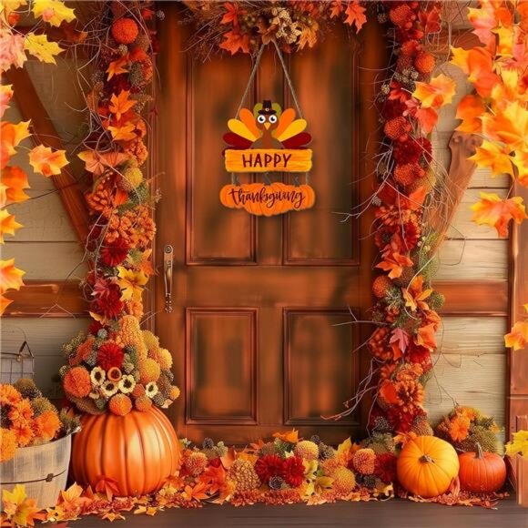 Holiday | Fall Thanksgiving Turkey Sign For Front Door 145x115 Happy ...